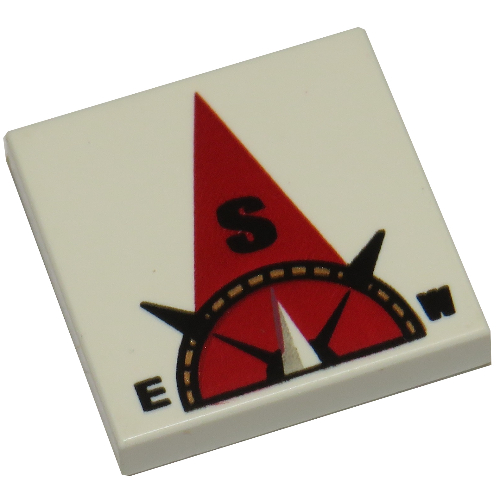 LEGO PART 3068bpr0177 Tile 2 x 2 with Compass South 'S' in Dark Red ...