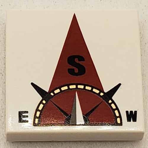 LEGO PART 3068bpr0177 Tile 2 x 2 with Compass South 'S' in Dark Red ...