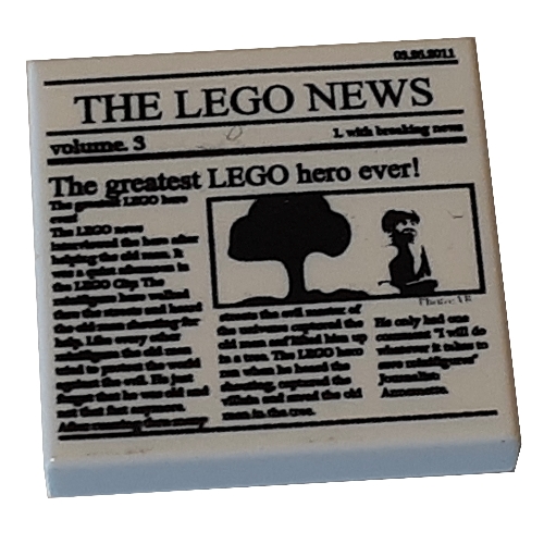 LEGO PART 3068bpr0201 Tile 2 x 2 with Newspaper 'THE LEGO NEWS volume 3 ...