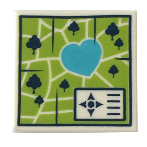 LEGO PART 3068bpr0356 Tile 2 x 2 with Heartlake Park Map print ...