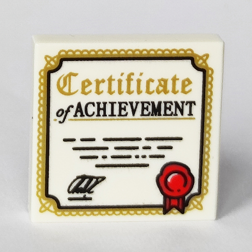 LEGO PART 3068bpr0390 Tile 2 x 2 with 'Certificate of Achievement', Red ...