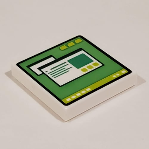 LEGO PART 3068bpr0443 Tile 2 x 2 with Computer Monitor, Green Screen ...