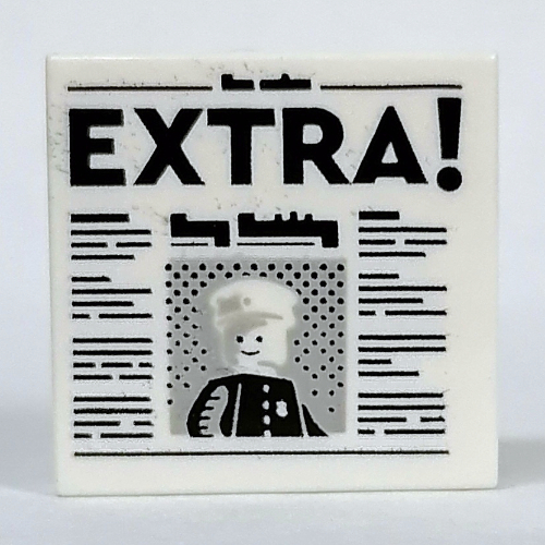 LEGO PART 3068bpr9428 Tile 2 x 2 with Newspaper, 'EXTRA!' print | Rebrickable - Build with LEGO