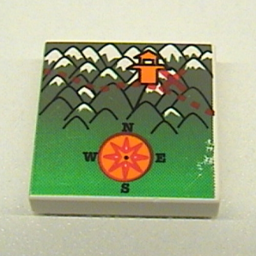 LEGO PART 3068bpr9949 Tile 2 x 2 with Map - Orient Compass Mountains ...