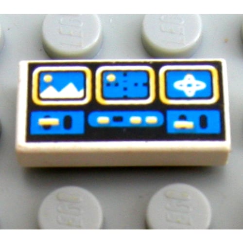 LEGO PART 3069bpr0047 Tile 1 x 2 with Blue and Yellow Control Panel ...