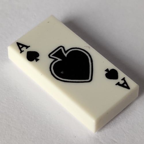LEGO PART 3069bpr0013 Tile 1 x 2 with Playing Card Ace of Spades Print ...