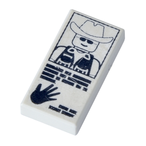 LEGO PART 3069bpr0028 Tile 1 x 2 with Officer Picture and Handprint ...
