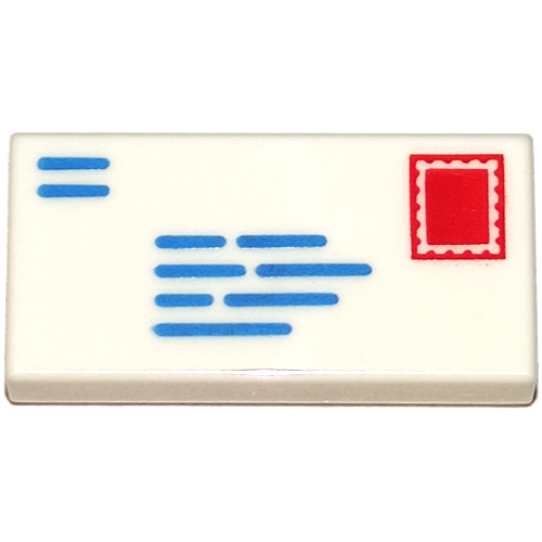 LEGO PART 3069bpr0303 Tile 1 x 2 with Mail Envelope, Blue Addresses ...