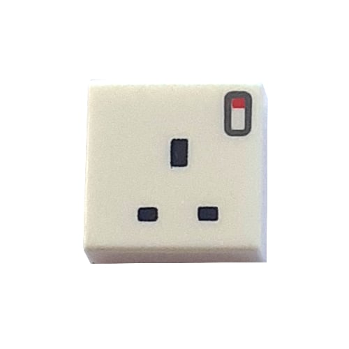 LEGO PART 3070bpr0323 Tile 1 x 1 with Power Socket, 3 Pin, Switch print ...