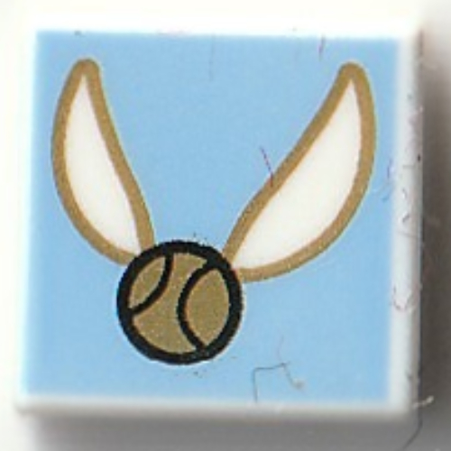 LEGO PART 3070bpr9872 Tile 1 x 1 with Golden Snitch, Bright Light Blue ...
