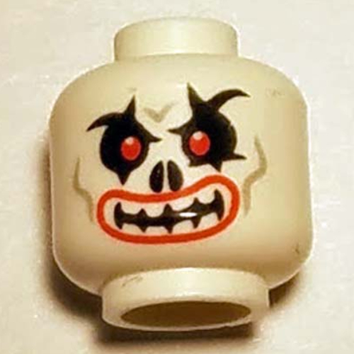 LEGO PART 3626cpr9979 Minifig Head Krazi, Skull Evil with Red Eyes ...