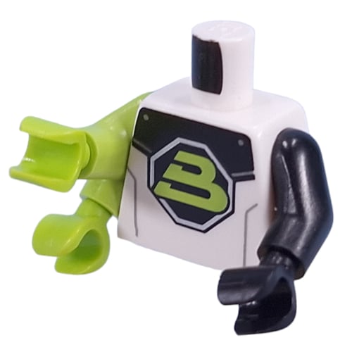 LEGO PART 38877x00pr7154 Torso, Left Black Arm and Hand, Right Lime ...