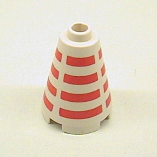 LEGO PART 3942cpr0003 Cone 2 x 2 x 2, Open Stud with Horizontal Red ...