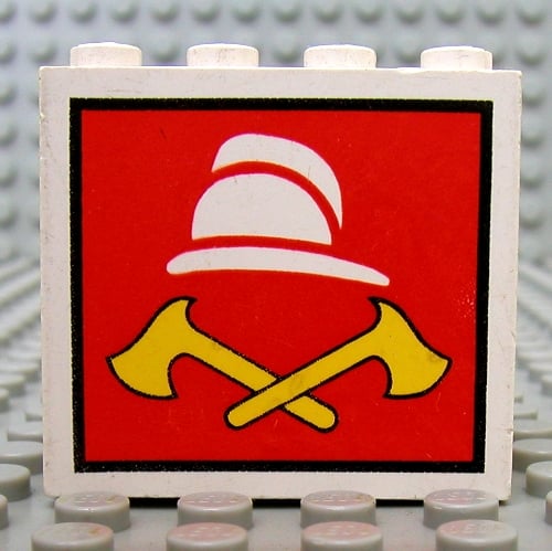 LEGO PART 4215apr0019 Panel 1 x 4 x 3 - Solid Studs with White Fireman ...