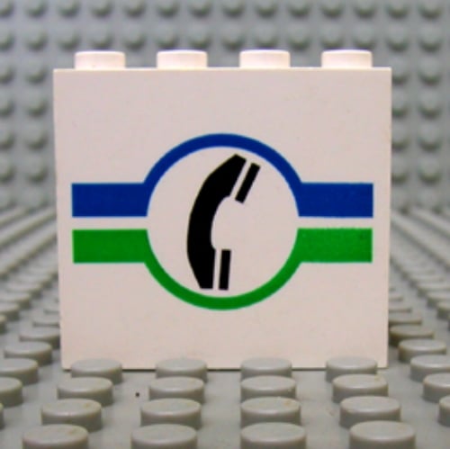 LEGO PART 4215bpr0001 Panel 1 x 4 x 3 with Telephone in Blue/Green ...