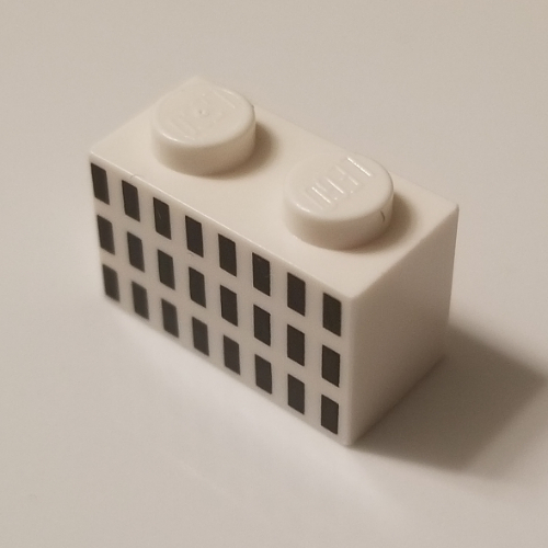 LEGO PART 3004pr0044 Brick 1 x 2 with 3 Rows of 8 Black Squares print ...