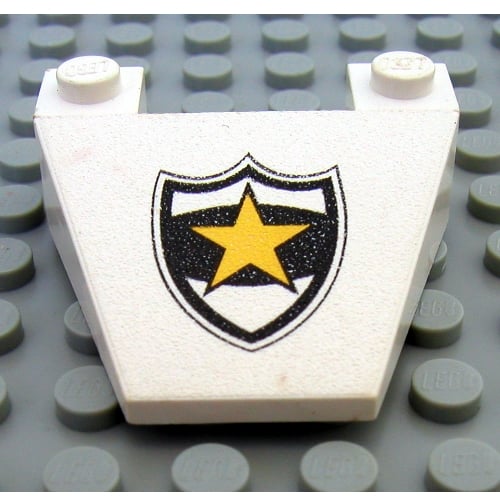 LEGO PART 4858pr0004 Wedge Sloped 4 x 4 Taper with Police Yellow Star ...