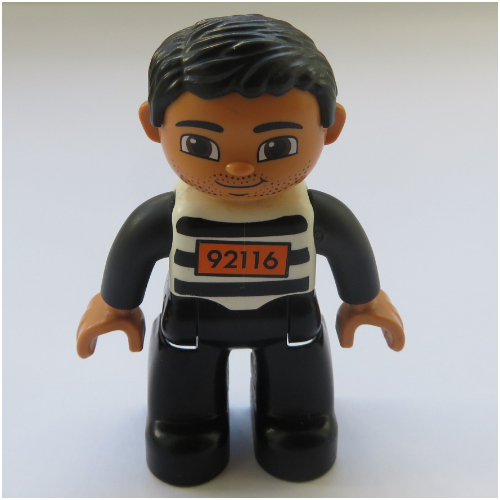 LEGO PART 75115pr0017 Duplo Figure with Parted Wavy Hair Black, Black ...