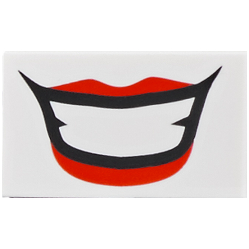 LEGO PART 87079pr0139 Tile 2 x 4 with Thin Red Lips, White Teeth, Thick ...