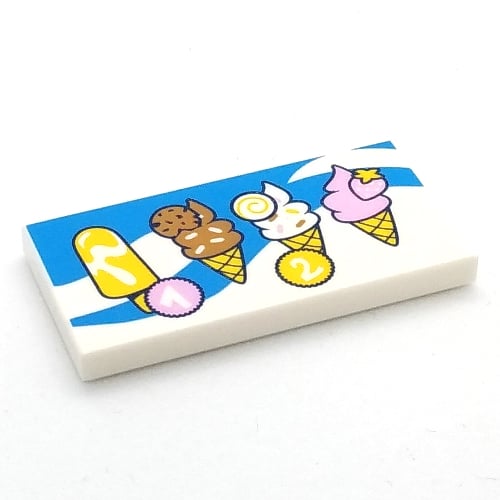 LEGO PART 87079pr0279 Tile 2 x 4 with Ice Cream, Popsicles on Dark ...