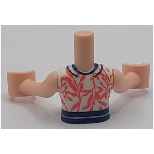 LEGO PART 92816c01pr0214 Minidoll Torso Woman with White Top, Coral ...