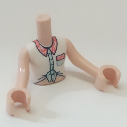 LEGO PART 92456c01pr0363 Minidoll Torso Girl, White Top, Light Aqua ...