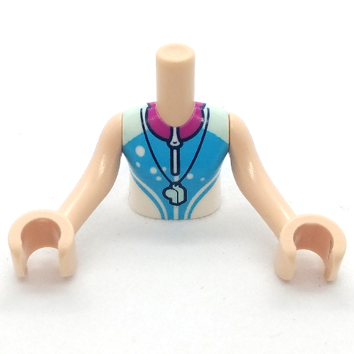 LEGO PART 92456c01pr0447 Minidoll Torso Girl, with White/Medium Azure ...