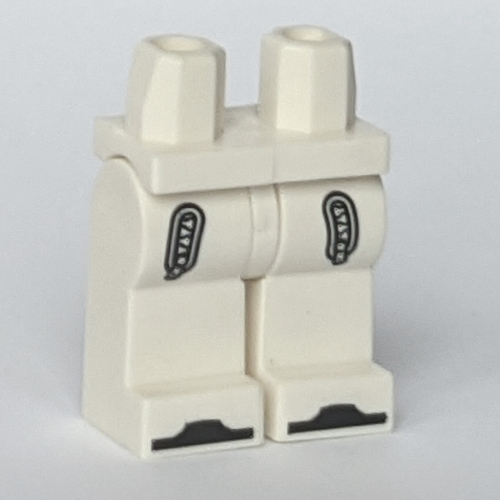 LEGO PART 970c27pr0182 Hips and White Legs with Black Zipper Pockets ...