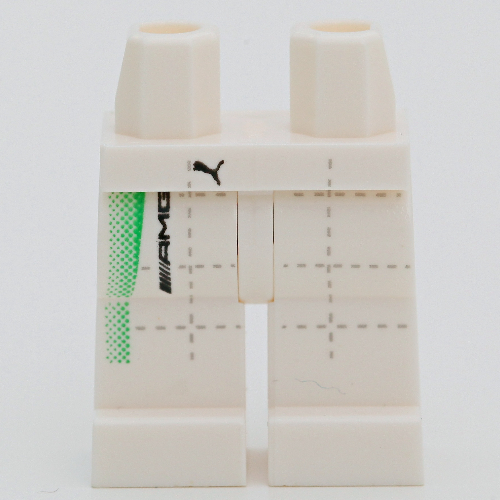 LEGO PART 970c27pr1255 Hips and White Legs with Race Suit Dashed Lines ...