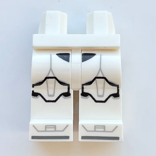 LEGO PART 970c27pr2143 Hips and White Legs with Black Armor Lines, Toes ...
