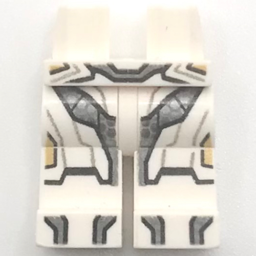 LEGO PART 970c27pr1025 Hips and White Legs with Black, Silver and Gold ...