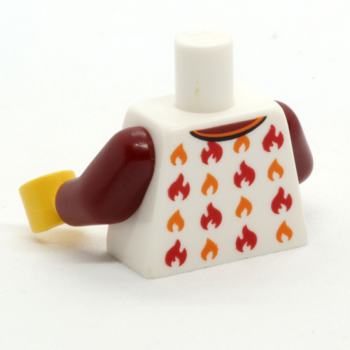 LEGO PART 973c10h12pr6932 Torso, White Shirt, Dark Red Collar, Orange ...