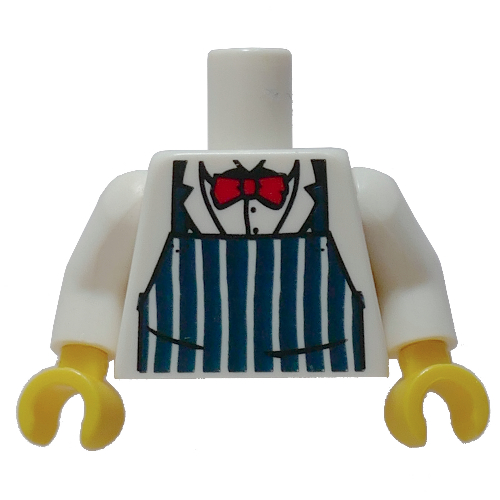 LEGO PART 973c27h01pr1960 Torso Dark Blue Apron with White Stripes, Red ...