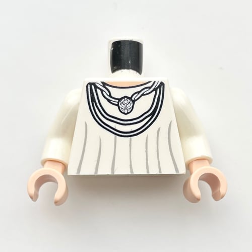 LEGO PART 973c27h02pr1523 Torso Robe with Silver Necklace Print, White ...