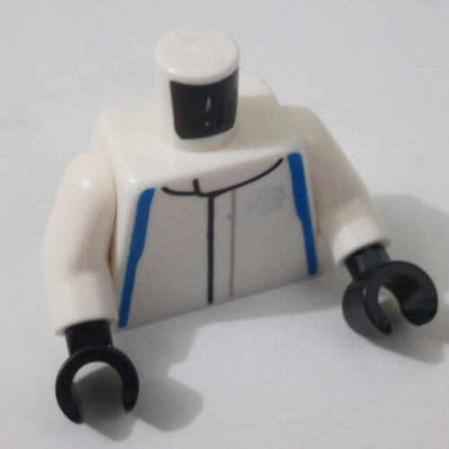 LEGO PART 973c27h03pr0015 Torso, Racing Suit, Blue Lines, Silver Bull ...