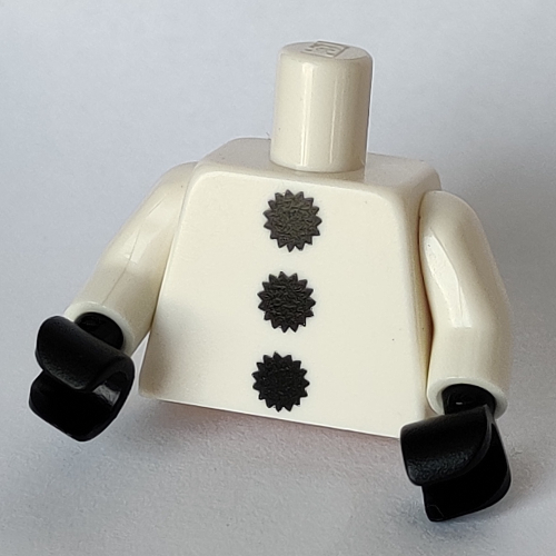 LEGO PART 973c27h03pr2316 Torso 3 Black Pom Poms Print, White Arms ...