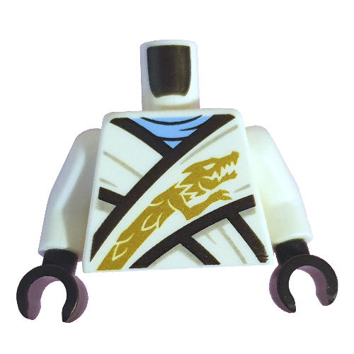 LEGO PART 973c27h03pr4525 Torso Robe, White Bands, Black Trim, Gold ...