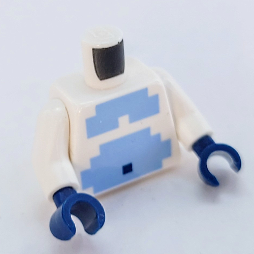 LEGO PART 973c27h05pr6139 Torso Pixelated Medium Blue Fur print, White ...