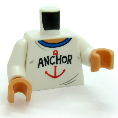 LEGO PART 973c27h13pr0002 Torso, Shirt, Dark Azure Collar, Black ...