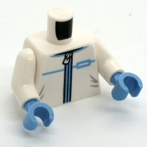 LEGO PART 973c27h32pr6883 Torso, Jacket, Dark Azure Zipper, Trim print ...