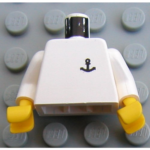 LEGO PART 973c27h01pr0009 Torso Boat Anchor Logo Print, White Arms ...