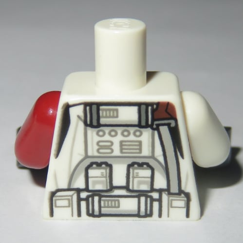 LEGO PART 973e017pr0809 Torso, Odd Arms, Armour with Dark Red Details ...