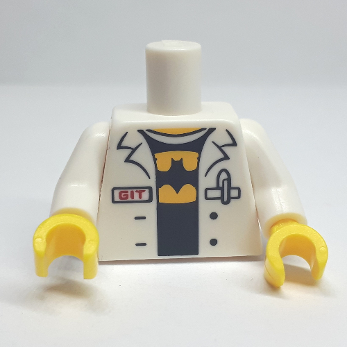 LEGO PART 973c27h01pr3944 Torso Open Lab Coat, Red 'GIT' Badge and ...
