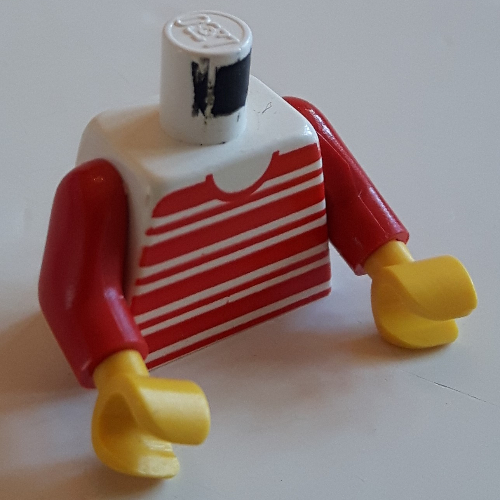 LEGO PART 973c22h01pr0062 Torso Horizontal Red Stripes Print, Red Arms ...