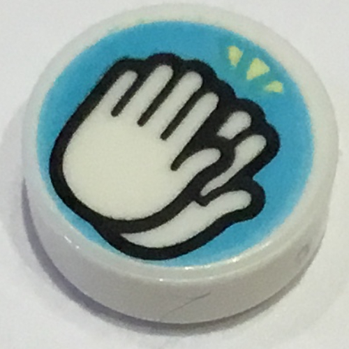 LEGO PART 98138pr0270 Tile Round 1 x 1 with Clapping Hands on Medium ...