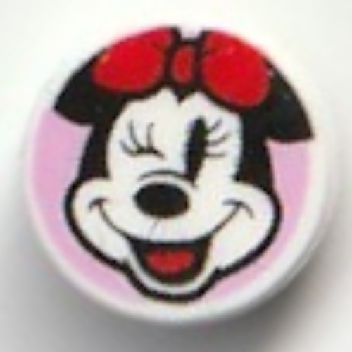 LEGO PART 98138pr0330 Tile Round 1 x 1 with Minnie Mouse, Wink on ...