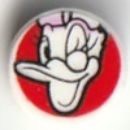 LEGO PART 98138pr0333 Tile Round 1 x 1 with Daisy Duck, Wink on Red ...