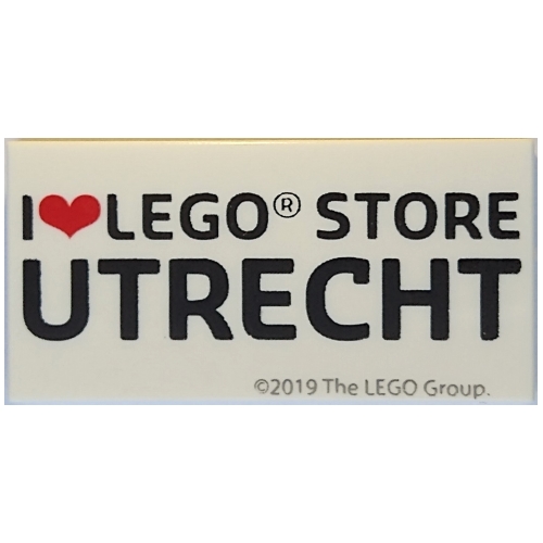 LEGO PART 87079pr9991 Tile 2 x 4 with 'I Heart LEGO STORE UTRECHT ...