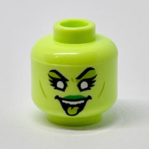 LEGO PART 3626cpr3364 Minifig Head Banshee Singer, White Eyes with Lime ...