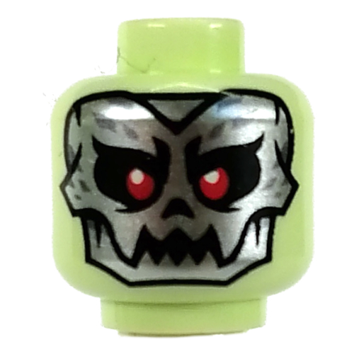 LEGO PART 3626cpr9658 Minifig Head Bone King, Silver Skull Mask, Red ...